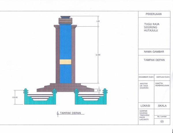 TUGU RAJA SIGIRING HUTAJULU: Rancangan Gambar Tugu