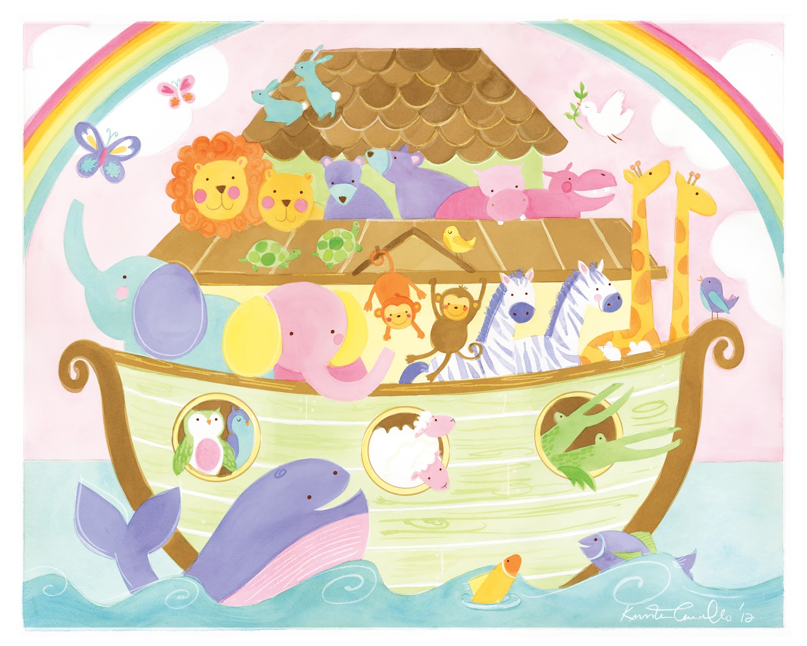 Illustration design, Watercolor, Noahs ark
