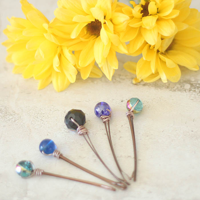 Wire Wrapped Beaded Hair Pins DIY - Gina Michele