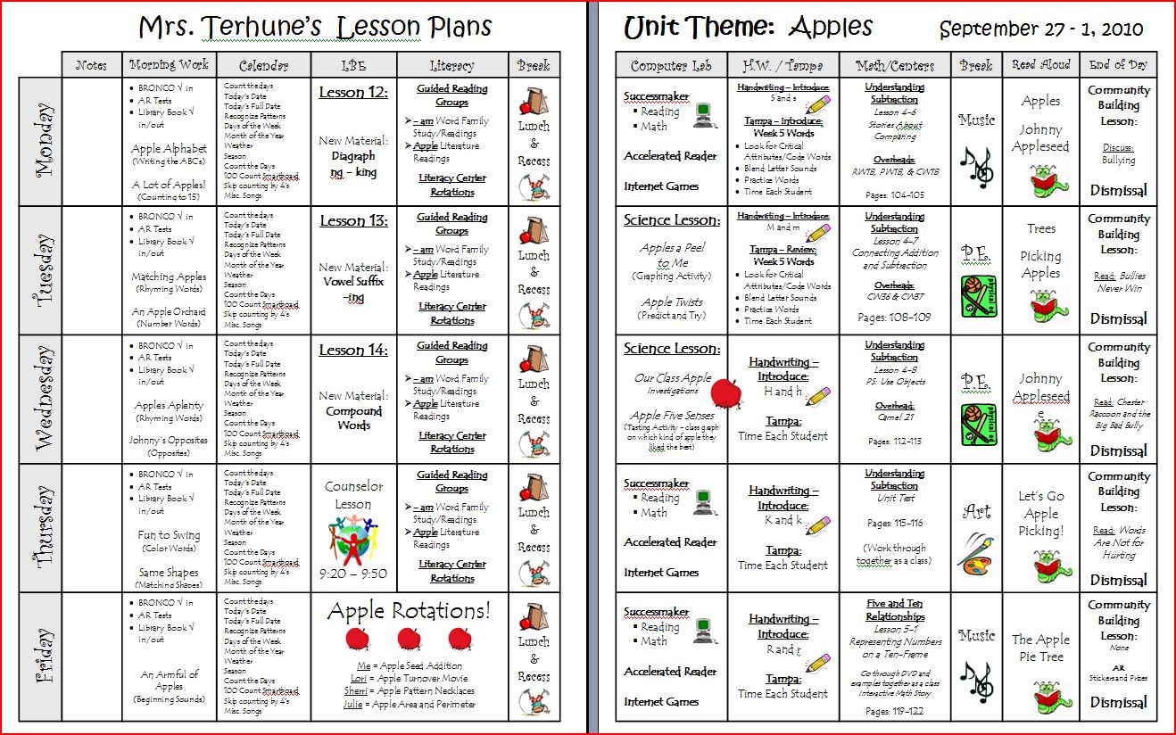 Teaching With Terhune: Easy to Use Printable Lesson Plan Template