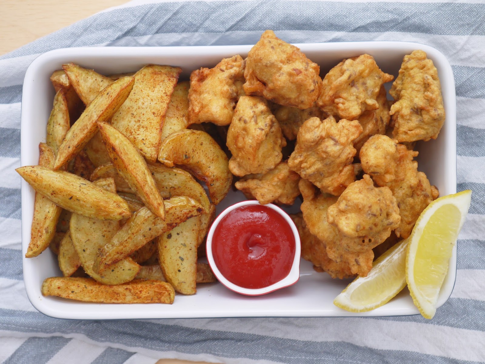 This Muslim Girl Bakes: Spicy Fish Nuggets with Creole Potato Wedges.