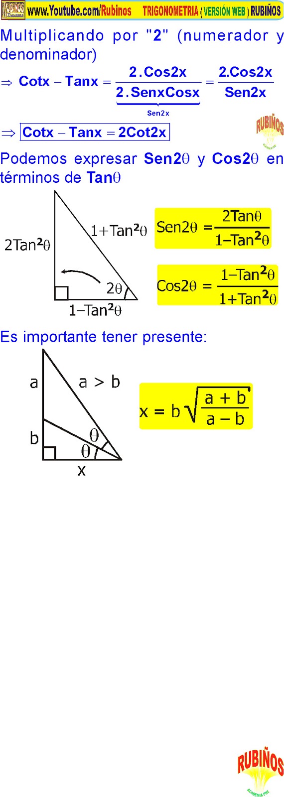 IDENTIDADES DEL ANGULO DOBLE EJERCICIOS RESUELTOS DE TRIGONOMETRIA PDF