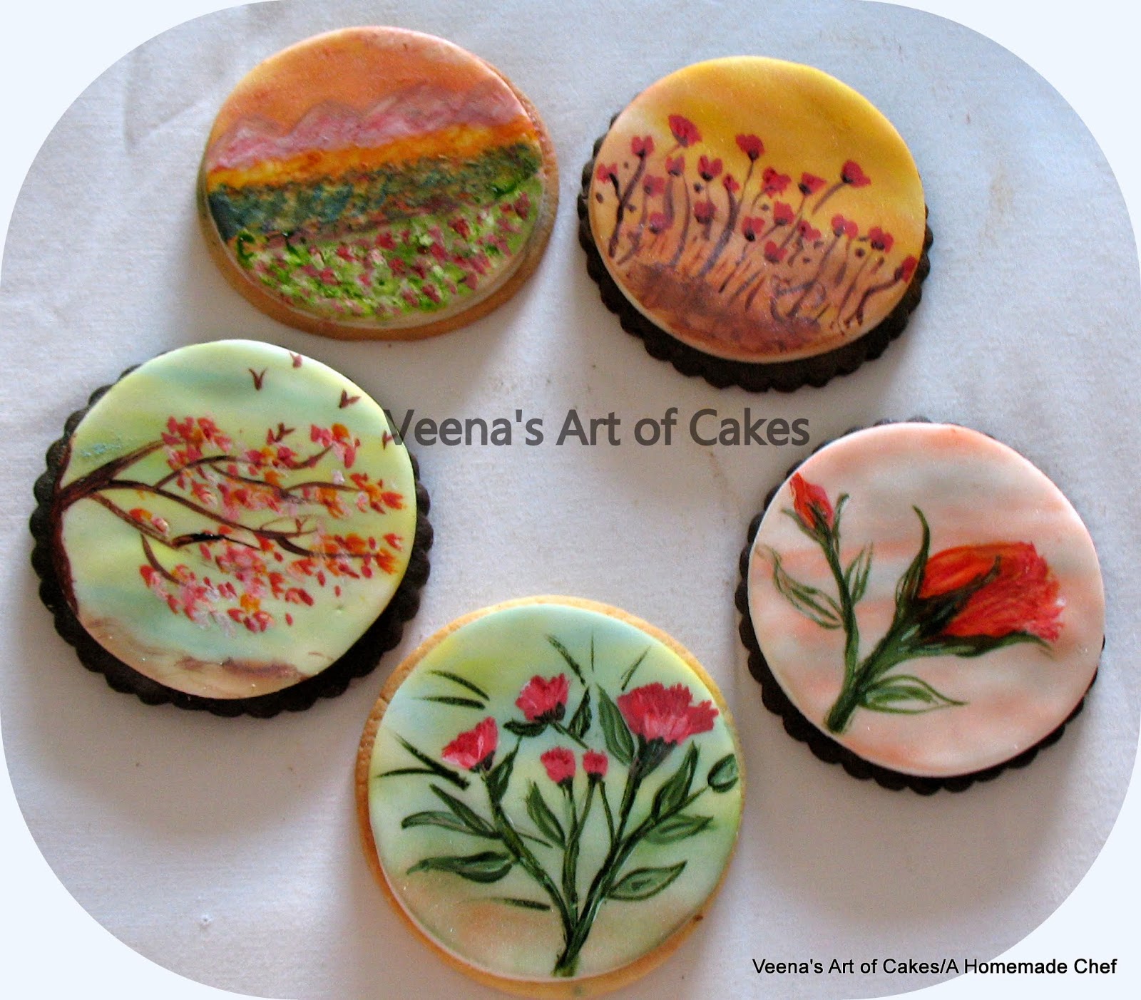 Hand Painted Cookies - How to hand paint on cookies - Veena Azmanov