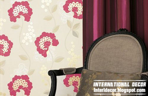 Stylish floral wall covering designs, colors 2013