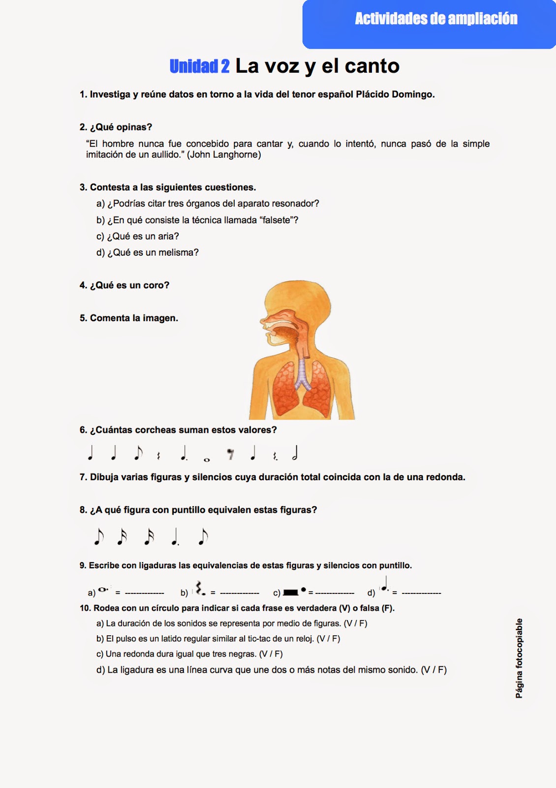 MÚSICA: Fichas Refuerzo 1º ESO Tema 2