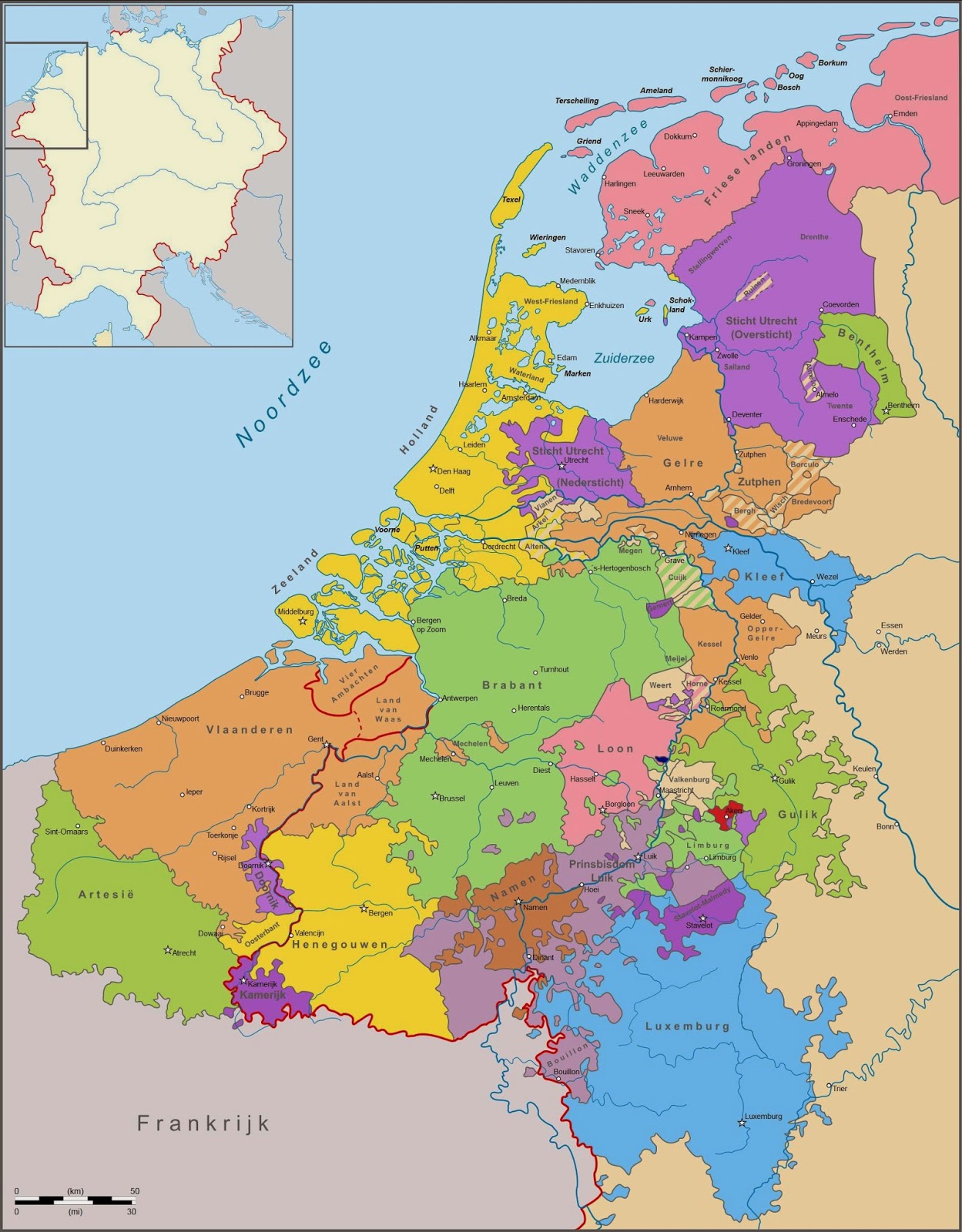 Political Map of the Low Countries (1350) - Vivid Maps