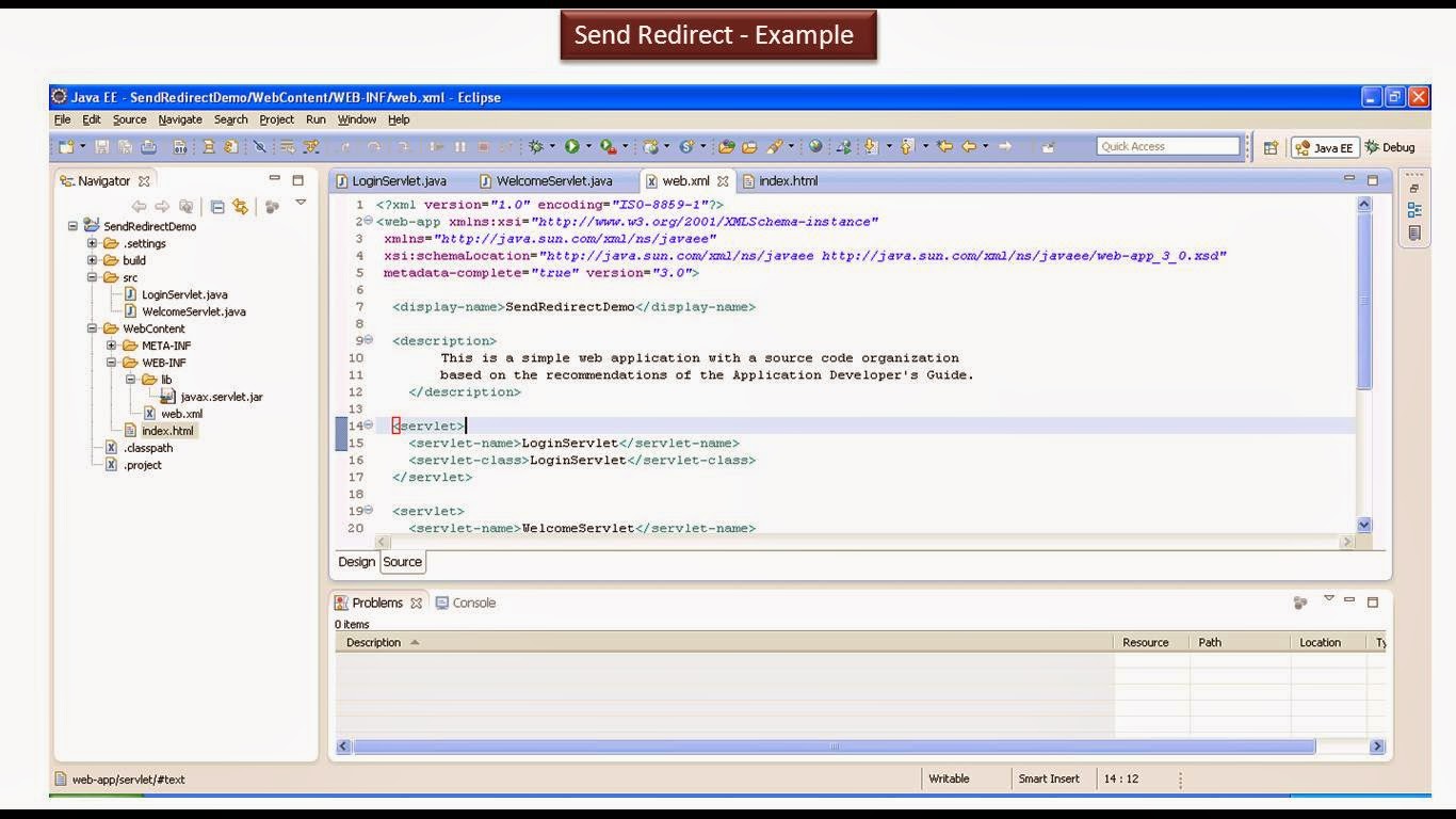 JAVA EE: Servlets : Send Redirect Demo[Transfer control to the Servlet ...