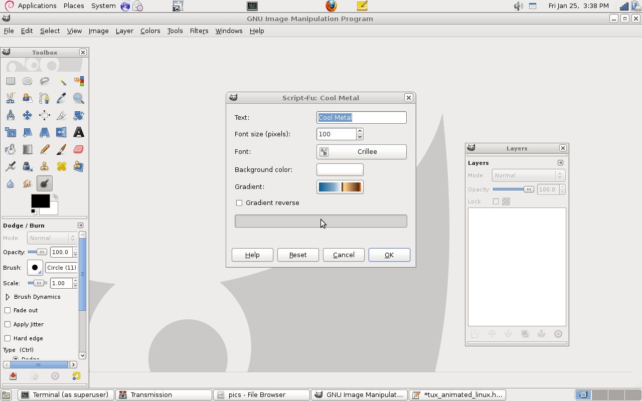Linux World: Animated gif image of linux using gimp
