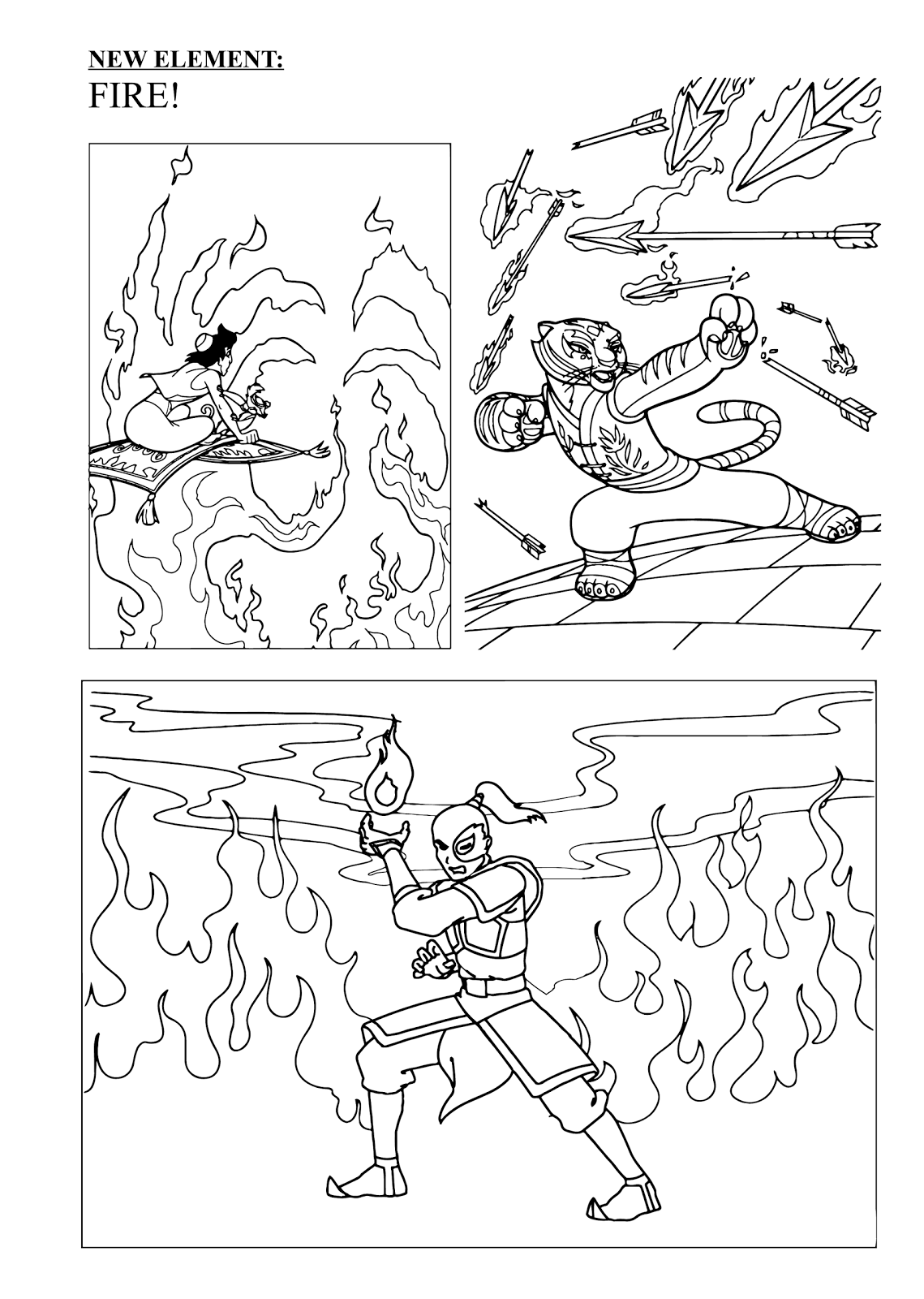 Páginas para colorear originales Original coloring pages: New Element: FIRE