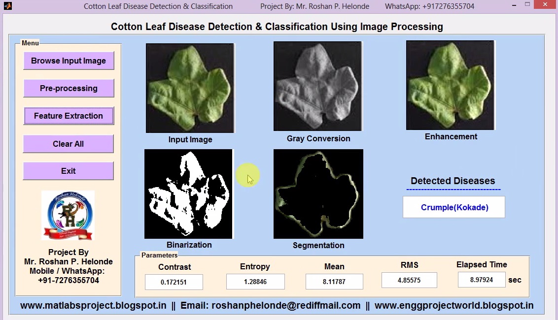 Matlab Code for Cotton Leaf Disease Detection and Classification Using Image Processing Full ...