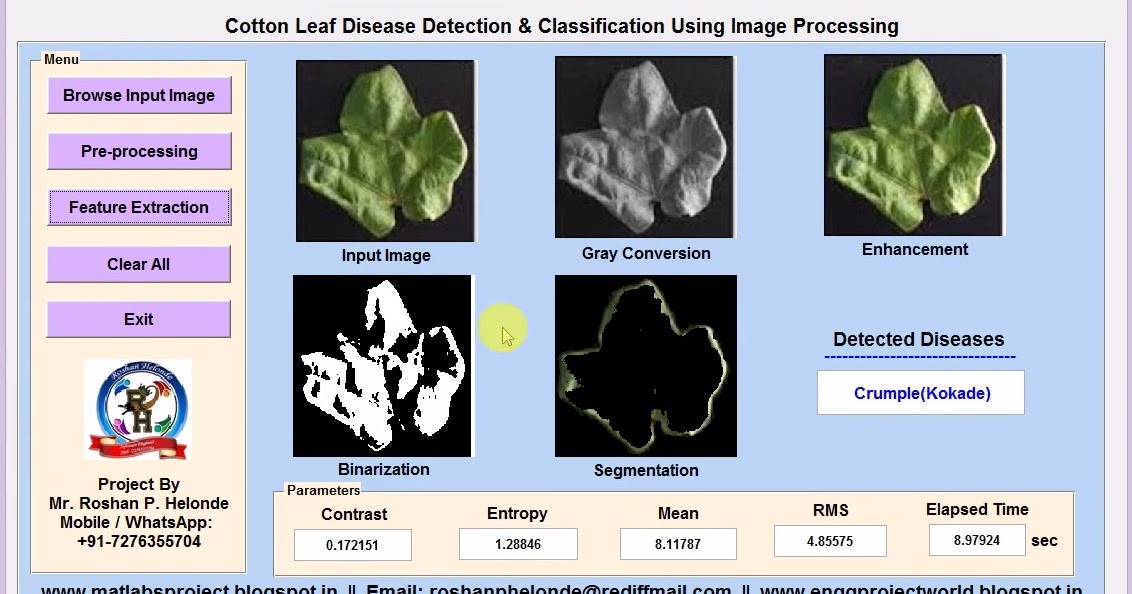Matlab Code for Cotton Leaf Disease Detection and Classification Using Image Processing Full ...