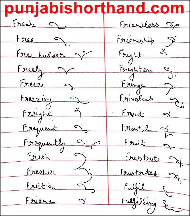 English Shorthand [F] Alphabet Outlines