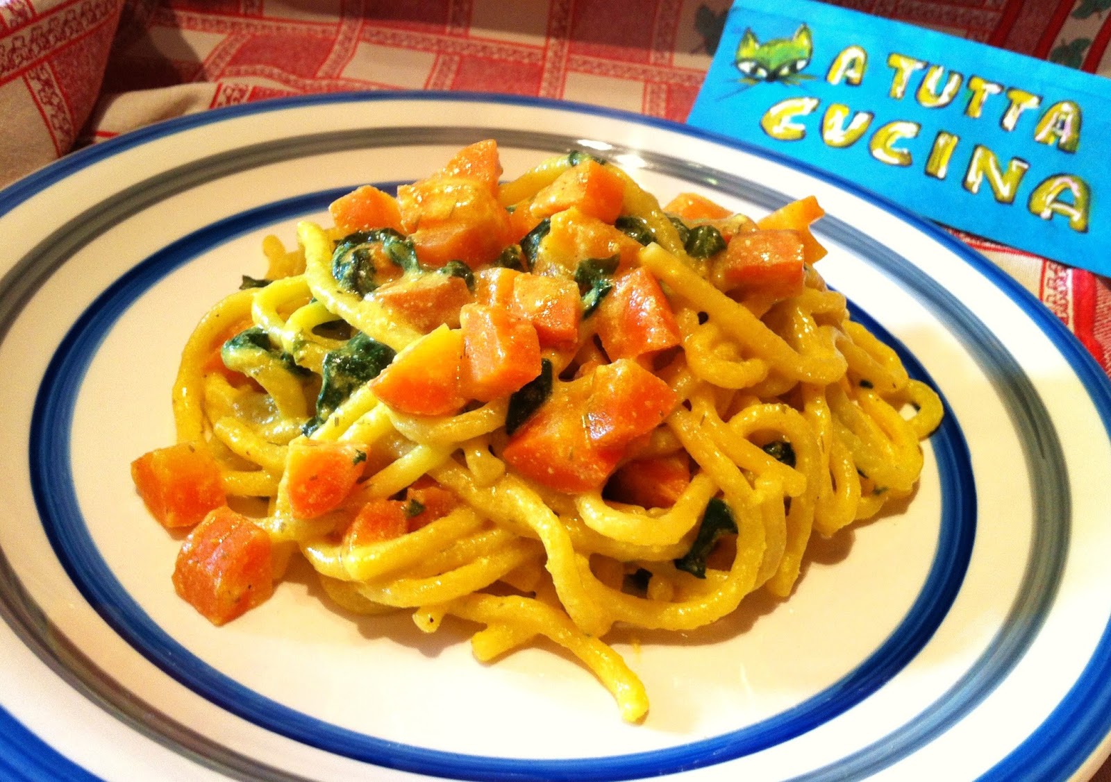 A TUTTA CUCINA: BIGOLI con CAROTE e SPINACI al CURRY