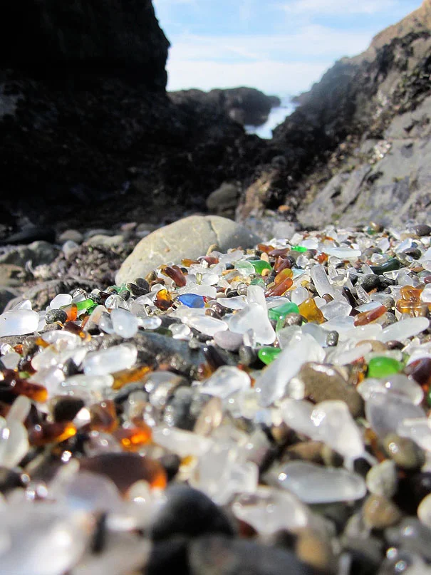 Glass Beaches with Colorful “Pebbles”