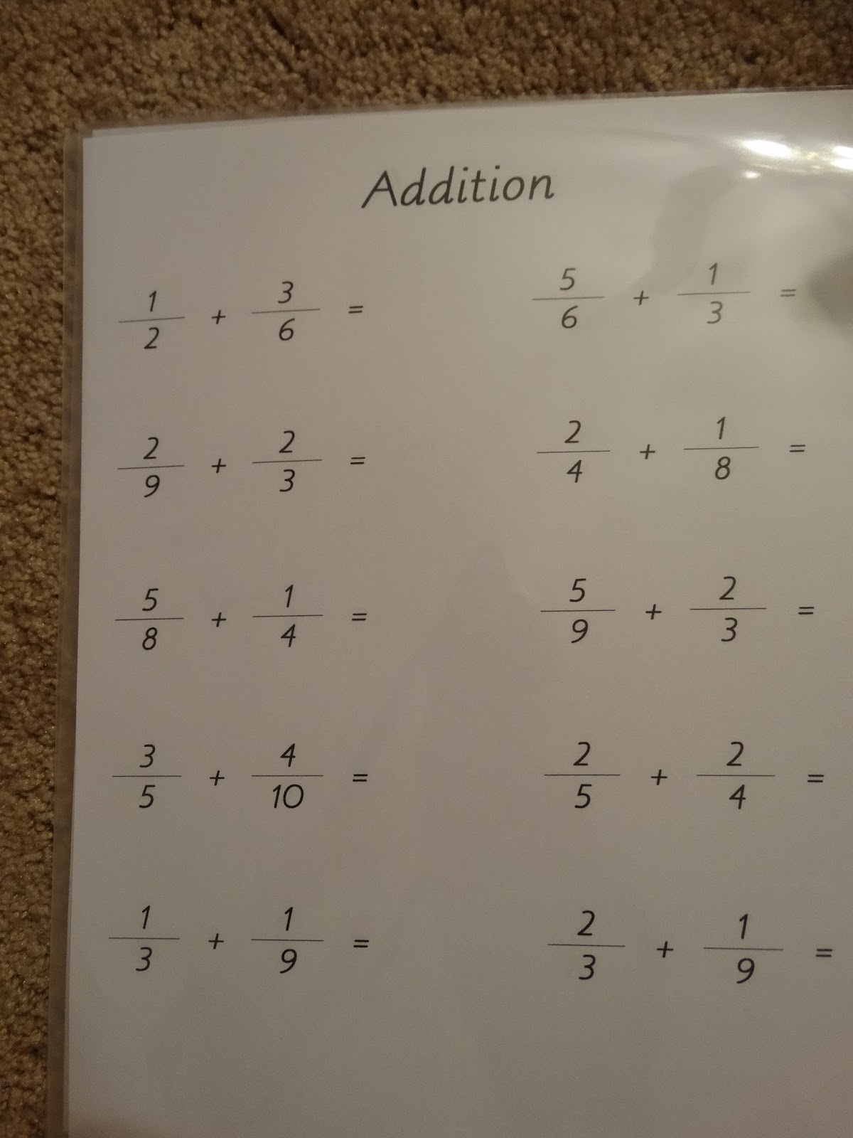 The Joys of Montessori Homeschooling: Adding Fractions - Different ...
