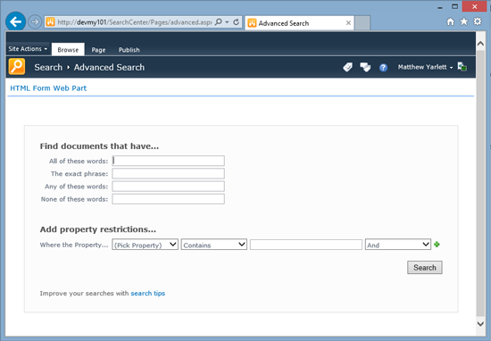Preetham SharePoint Blog: Customising the SharePoint Advanced Search Page
