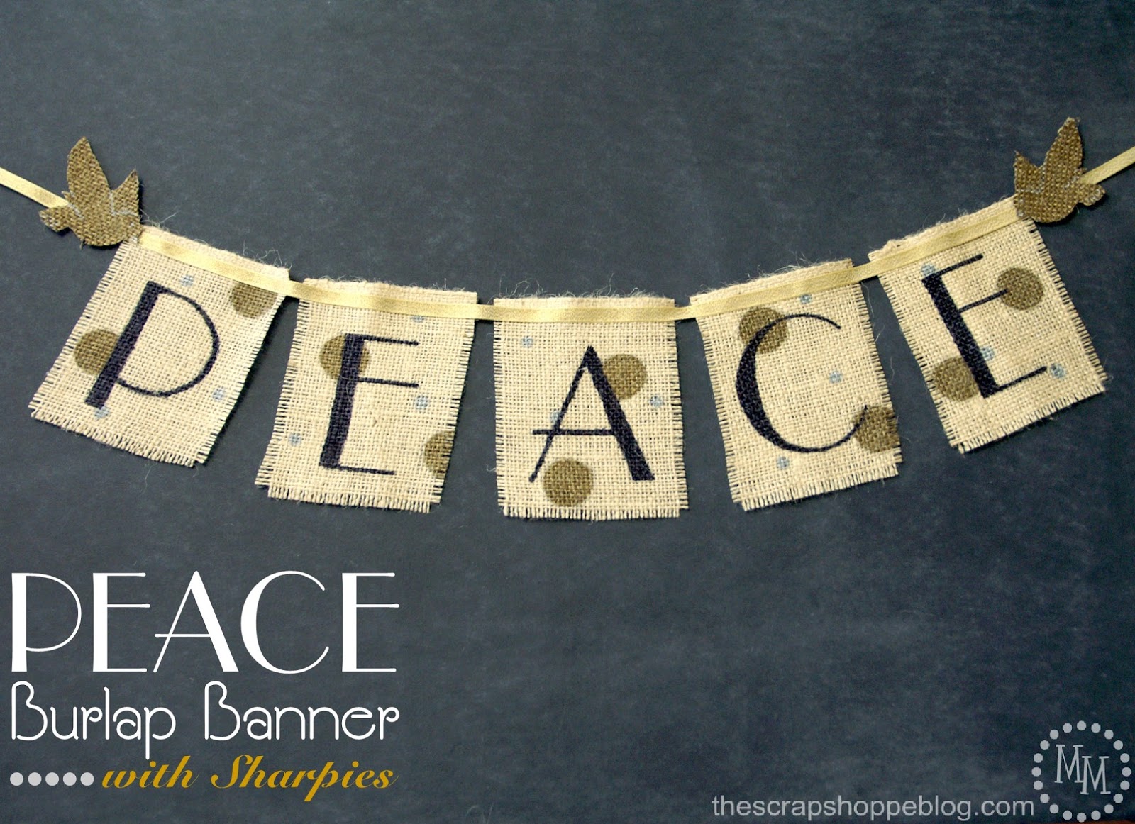 PEACE Burlap Banner - The Scrap Shoppe