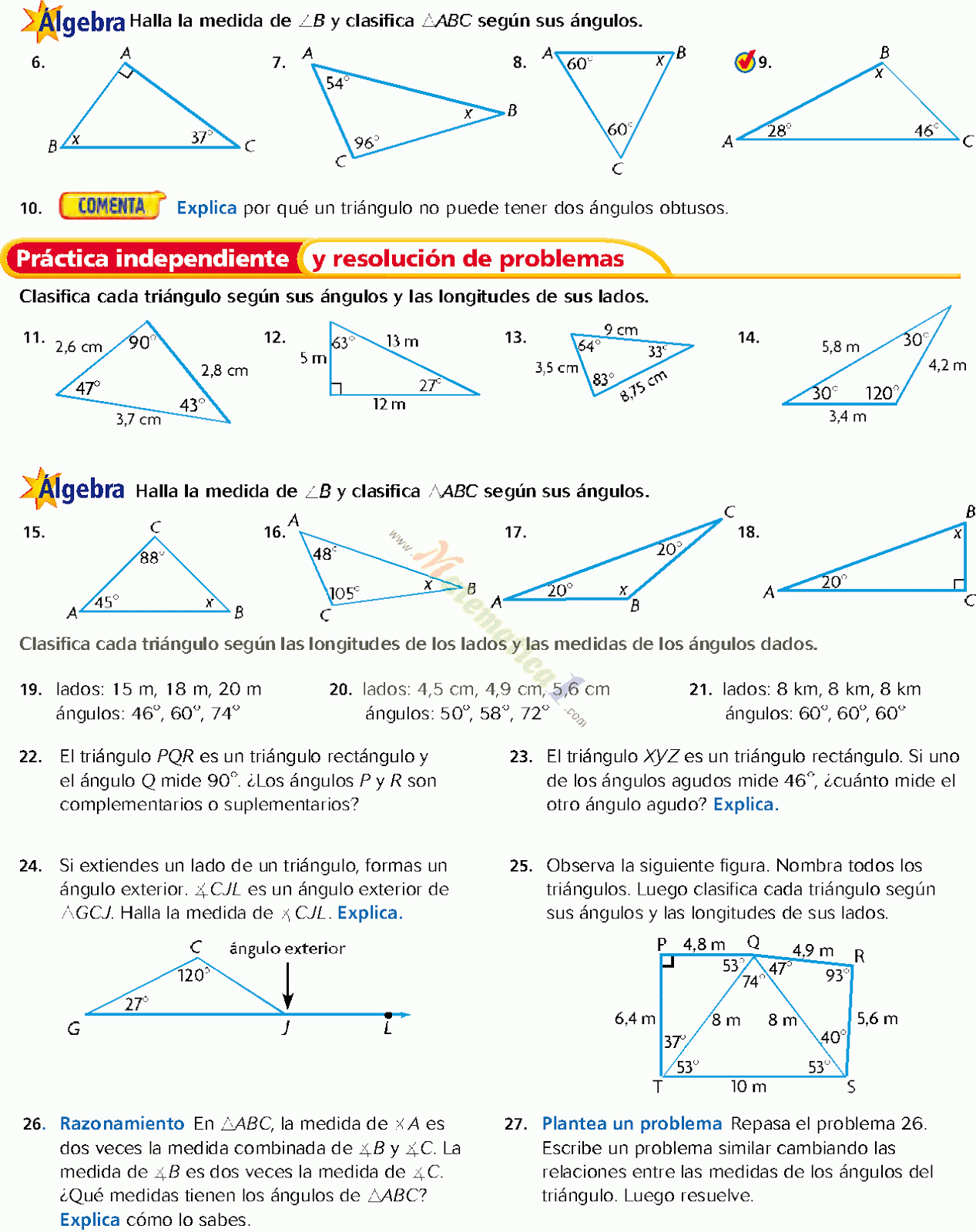 TRIANGULOS EJEMPLOS RESUELTOS DE MATEMATICA 6–SEXTO AÑO PDF