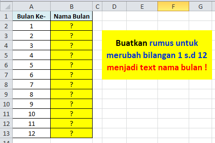 Contoh Rumus Excel Praktis: Merubah Angka Menjadi Bulan