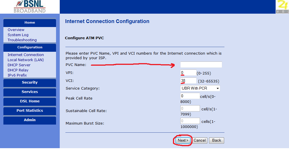 Broad Band Solutions: Configuration Of BSNL VMC(AN1020-21) Type-1 Modem