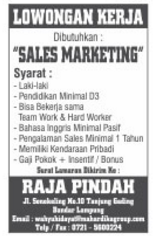 √ Lowongan Kerja Raja Pindah Lampung - Lowongan Kerja Lampung