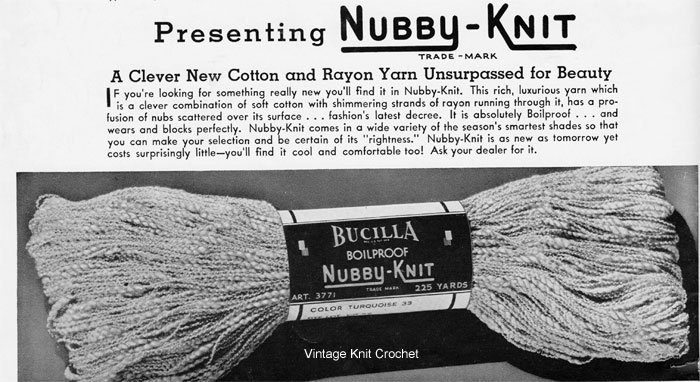 Vintage Knit Crochet - Bits of History: Bucilla Nubby Knit Yarn