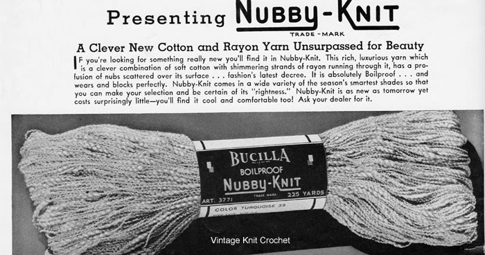 Vintage Knit Crochet - Bits of History: Bucilla Nubby Knit Yarn