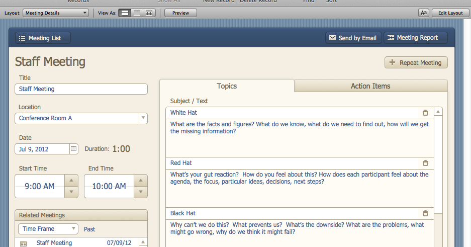 The Mac Office Meetings Filemaker Pro 12 Starter Solution