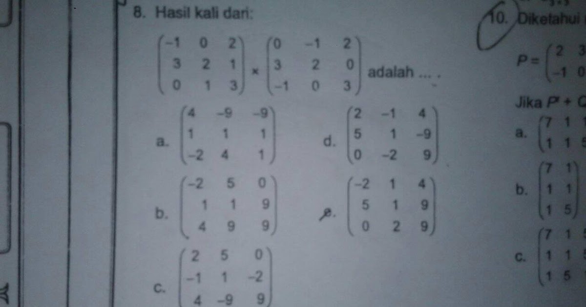 Dimensi TutupBotol: Perkalian Matrix Orde 3x3