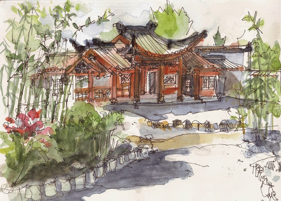 Urban Sketchers Seattle: Sketching OUT/LOUD at Seattle's Chinese Garden