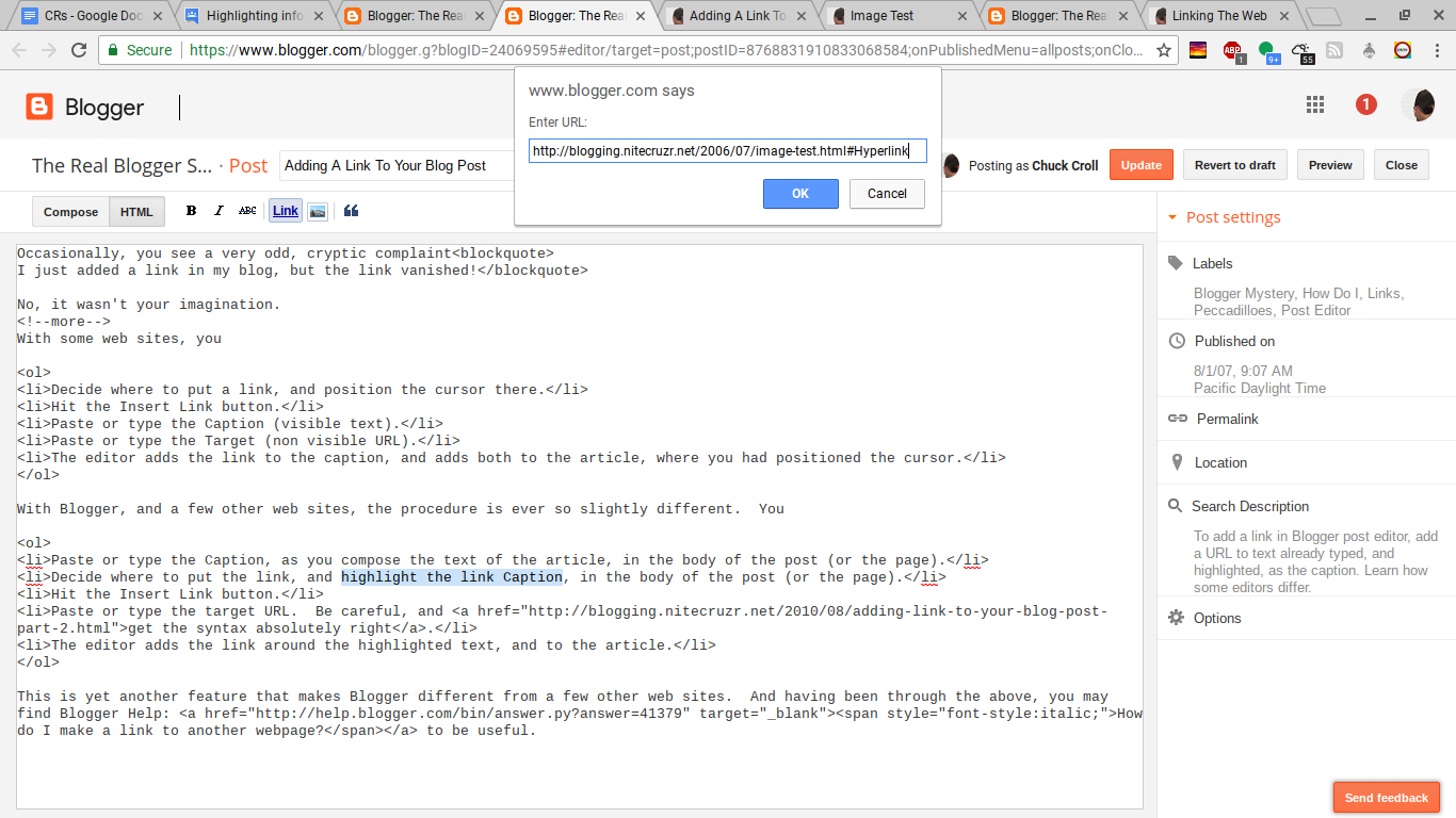 Adding A Link To Your Blog Post