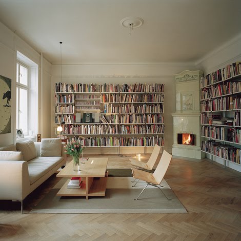 home interior designs: Interior design a home library minimalist