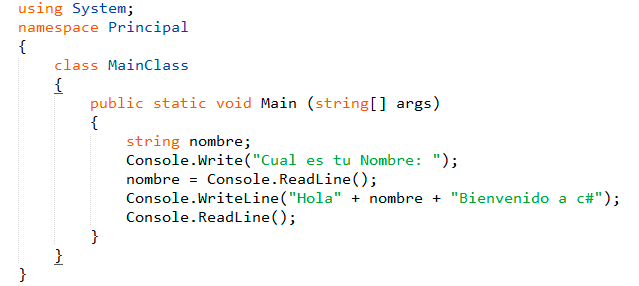 Lenguaje C# o C Sharp