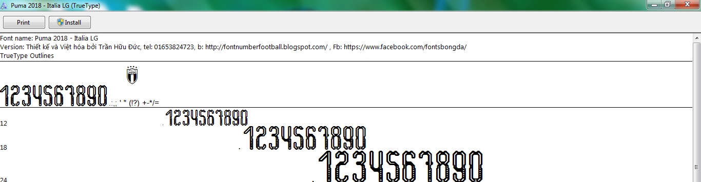 Font Number Football: Font Puma 2018 - Italia