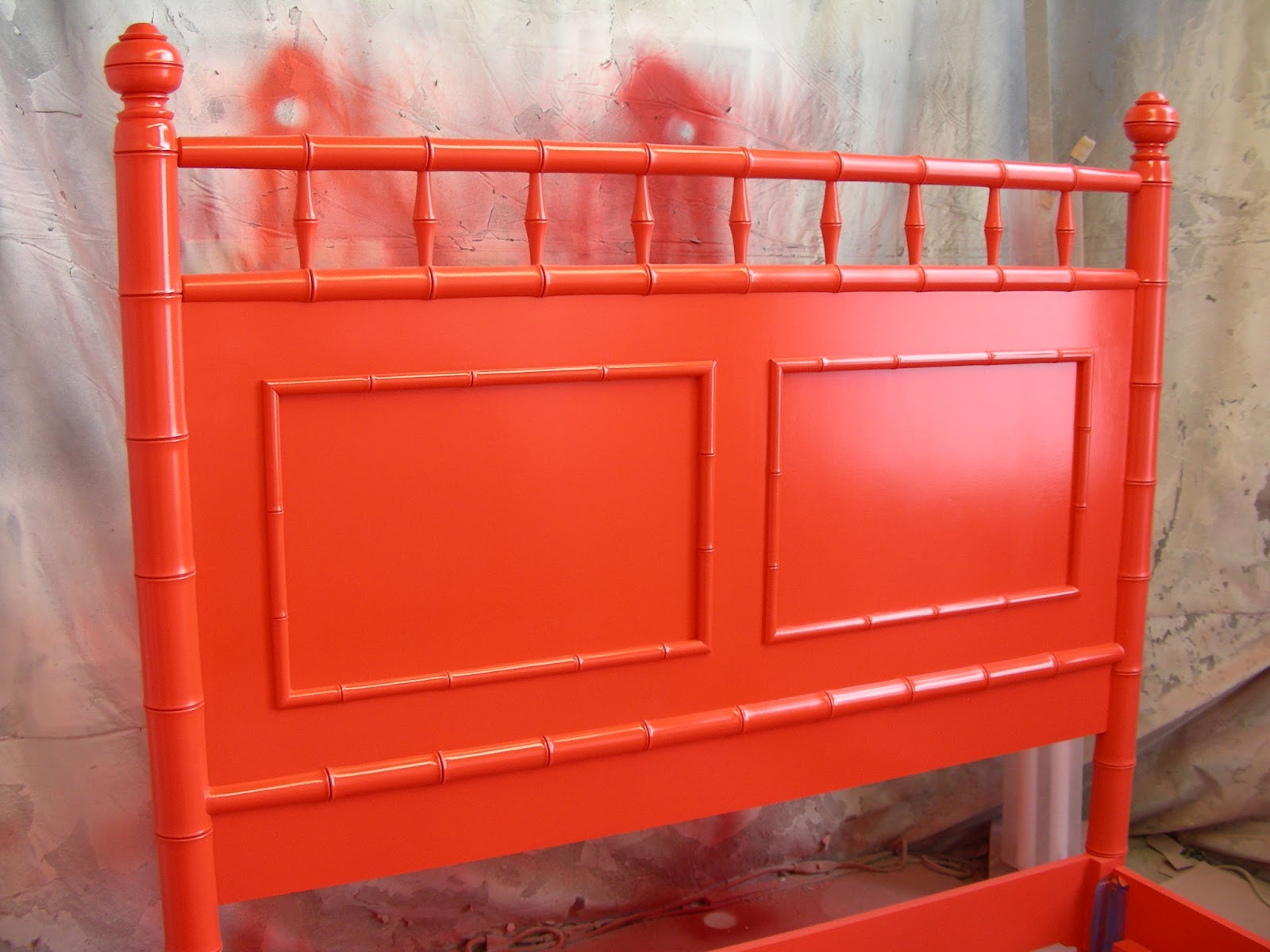 Sydney Barton - Painted Furniture: Bright Red Bamboo Bed