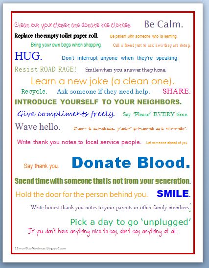 The 12 Months of Kindness Project: FREE acts of Kindness!