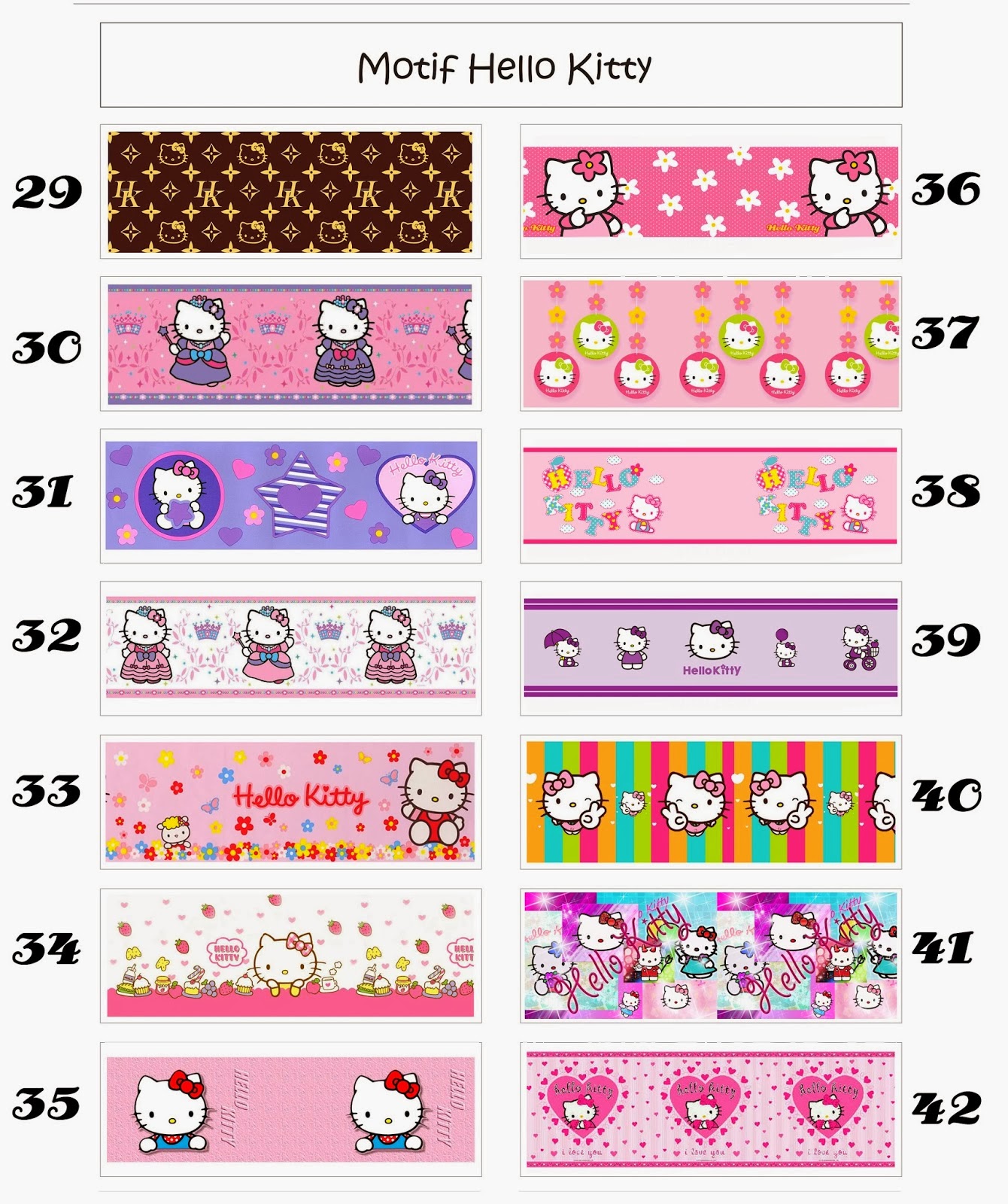Wallpaper border dinding: Motif Hello Kitty dan anak2