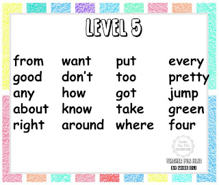 Teacher Fun Files: Basic Sight Words in Different Levels