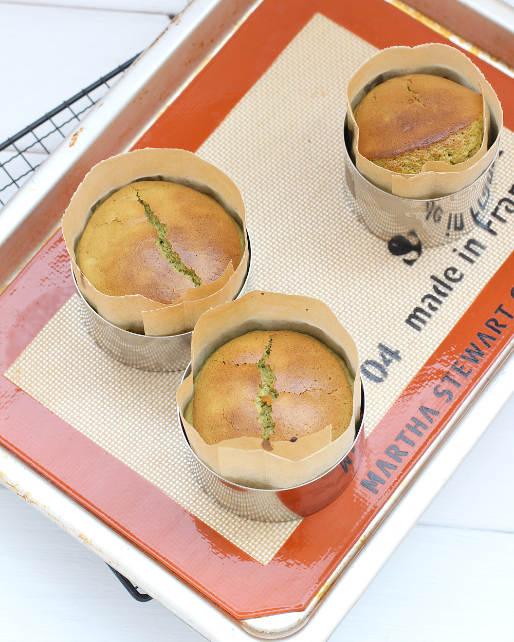 Baked matcha soufflé pancakes