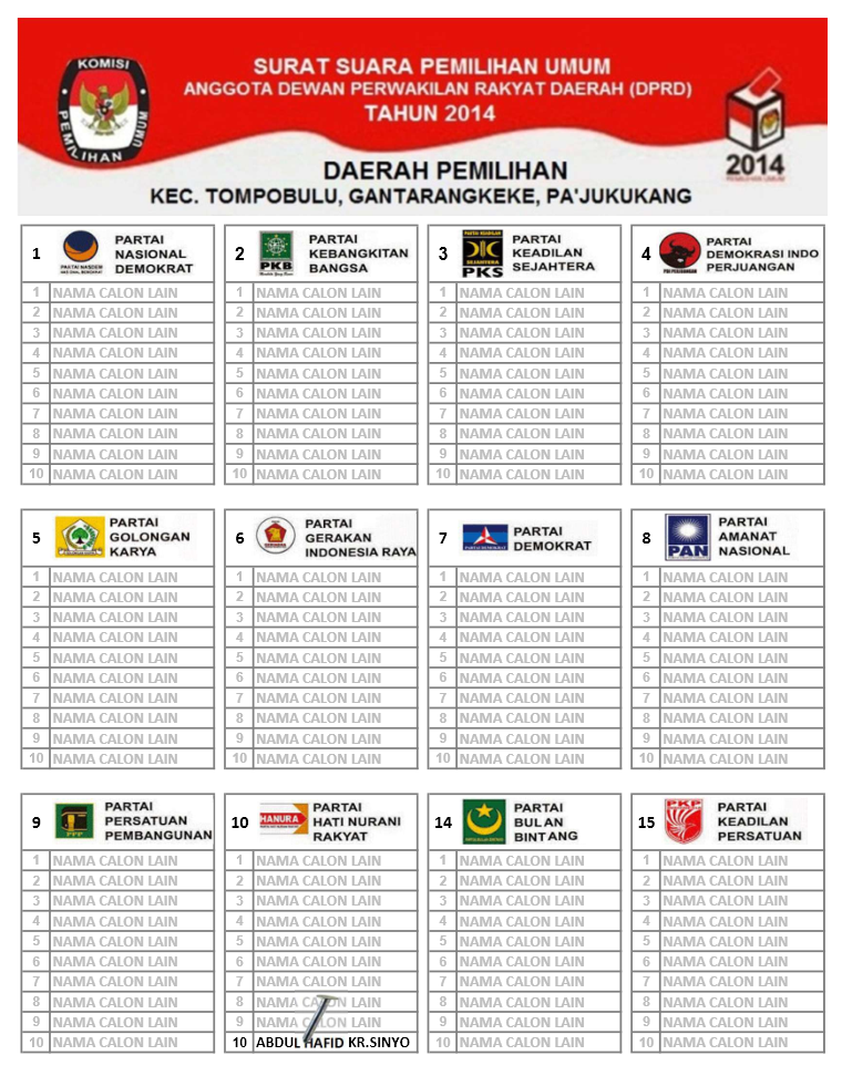 Contoh Surat Suara Pemilu - Perumperindo.co.id Contoh Surat Suara Pemilu - Perumperindo.co.id