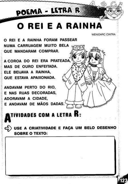 Poema e atividades com a letra R.