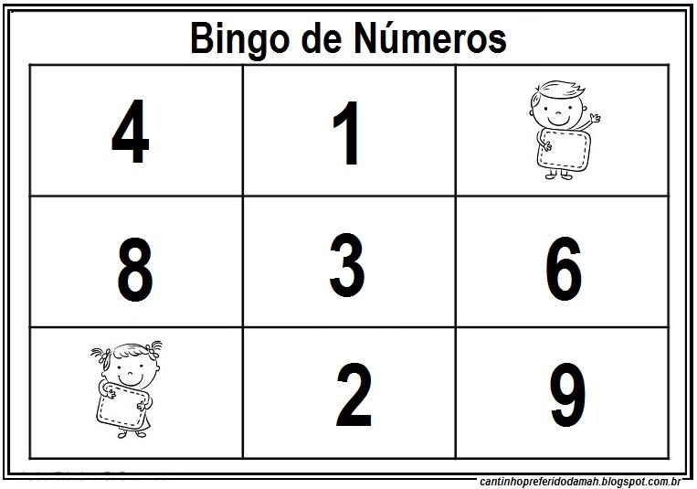 Meu Cantinho Preferido: Bingo de números de 0 à 9