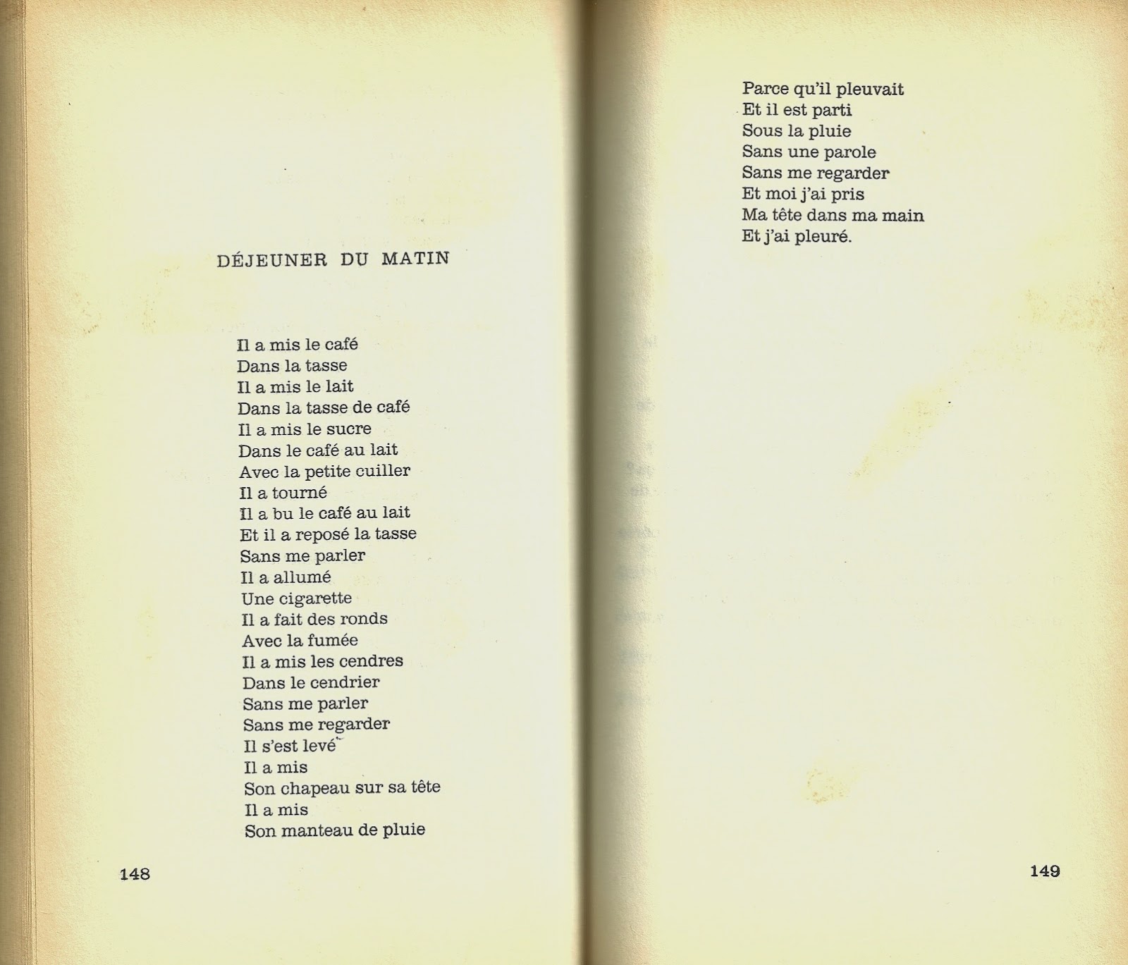 Pierrot la Lune: Jacques Prévert, Déjeuner du matin (1)