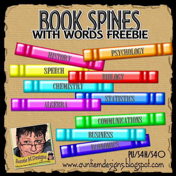 Auntie M Designs Book Spines With Word Art And Embossed Schoolcollege Words
