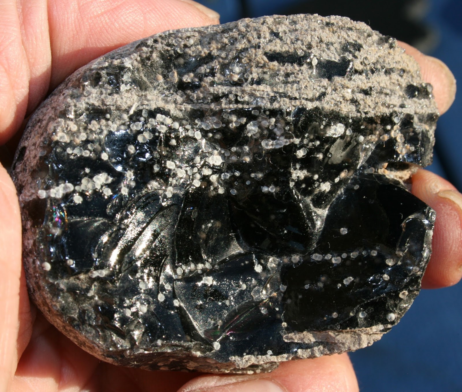 Lateral Science: LIPARI OBSIDIAN with Oriented CRISTOBALITE Spherulites