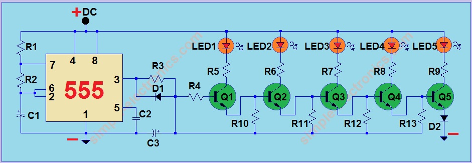 LED Light Sequencer using 555 | simple electronics