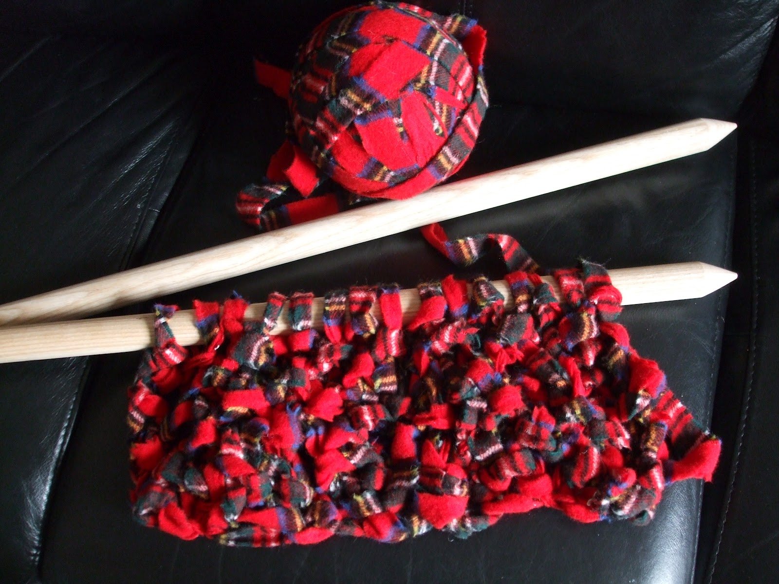 Perfect weather for spinning and knitting: Big knitting