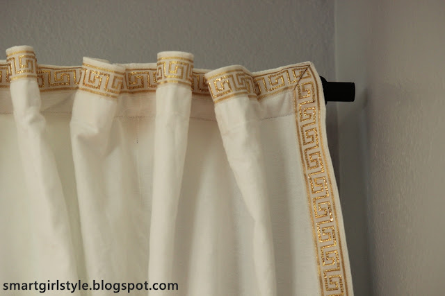 smartgirlstyle: Greek Key Trim on Dining Room Curtains