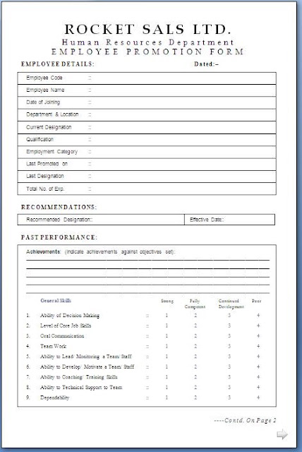 Employee Promotion Justification Sample | Master of Template Document