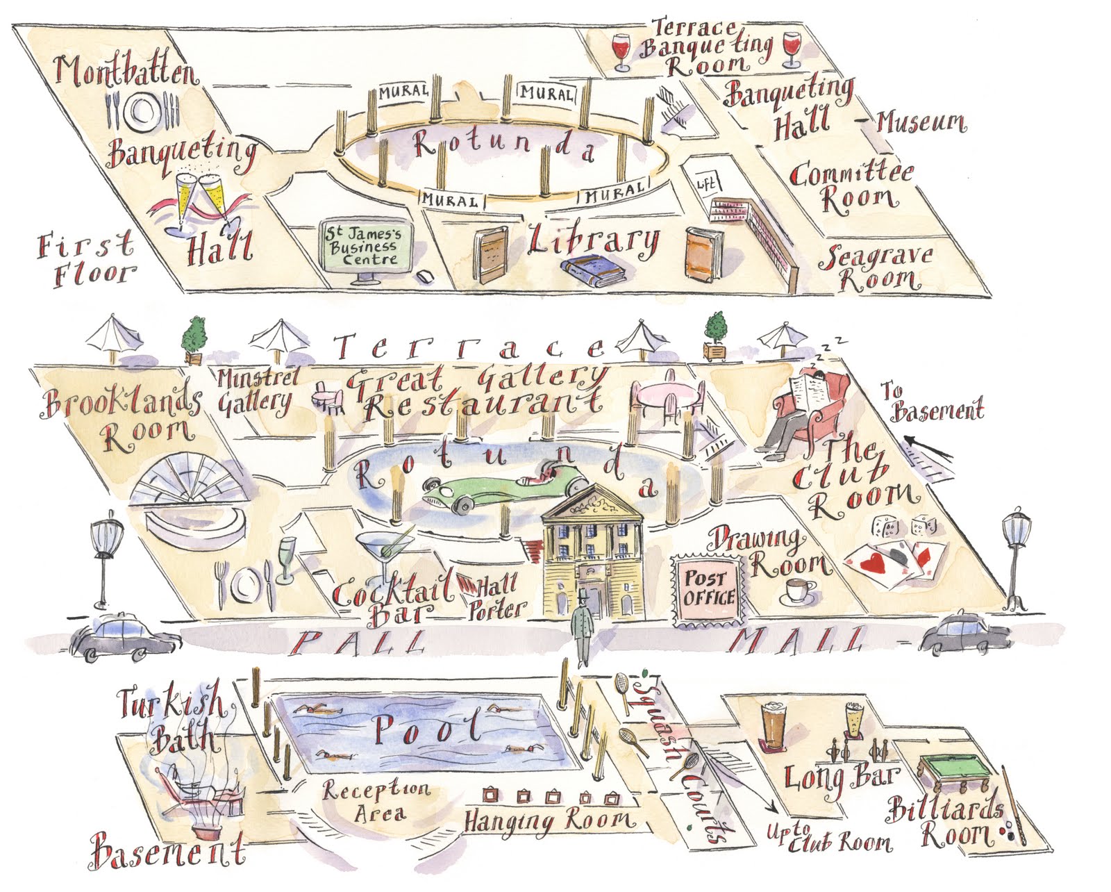 Michael A Hill Illustration: New plans for RAC Club.